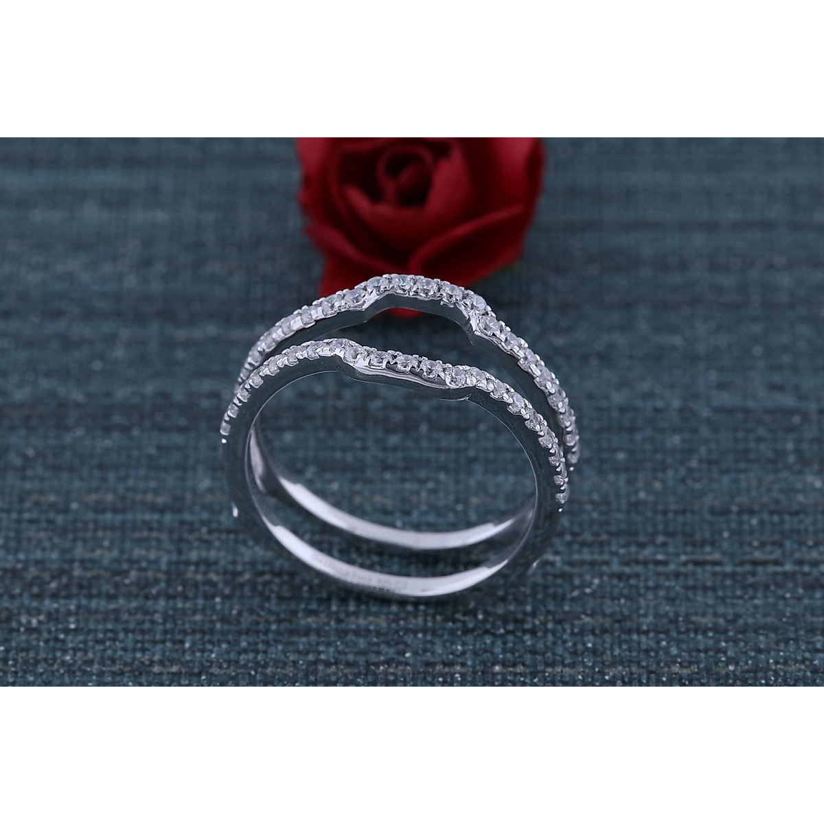 Dazzlingrock Collection Cubic Zirconia Wedding Band Enhancer Guard Ring for Women (0.50 ctw, Color White, Clarity Clean) in 925 Sterling Silver Size 7.5