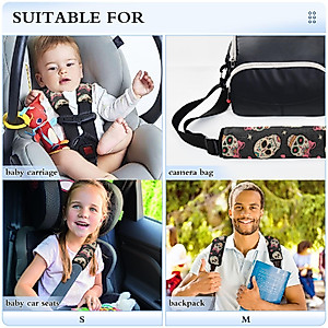 Sugar Skulls Seat Belt Covers for Baby Kid's Car Seat Strap Shoulder Seatbelt Covers 2 Pack Super Soft Car Seat Neck Cover for Boys Girls Adults Babies 6.5 in