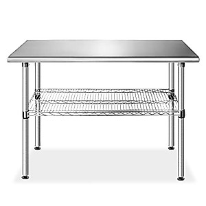 GRIDMANN Stainless Steel Commercial Work Table with Wire Shelf, NSF-Certified, 49 x 24 Inch