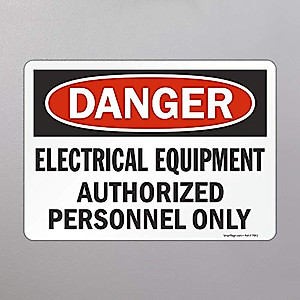 SmartSign - U9-1488-ND_10x14 "Danger - Electrical Equipment, Authorized Personnel Only" Label | 10" x 14" Laminated Vinyl Black/Red on White