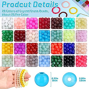 700 Piecess Glass Beads for Jewelry Making, 28 Colors 8mm Crystal Beads Bracelet Making Kit for Bracelet Jewelry Making and DIY Crafts