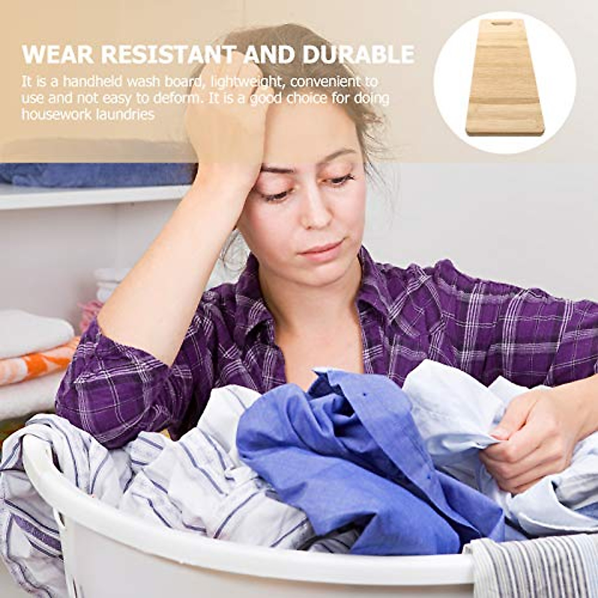 Cabilock Hand Tools Washing Board Wood Washboard Practical Clothes Bamboo Washboard Anti-Slip Laundry Cleaning Board Manual Washing Tool for Home School Wash Boards-Old Fashioned Household Tools