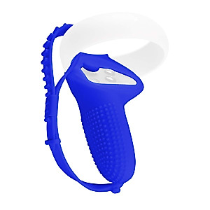 2021 Newest Soft Silicone Controller Skin Grip Cover Protector for Oculus Quest 2 with Paddy Backhand Strap No More Controllers Flying Out - Quest 2 Accessories by X-super Home (Quest 2, Blue)