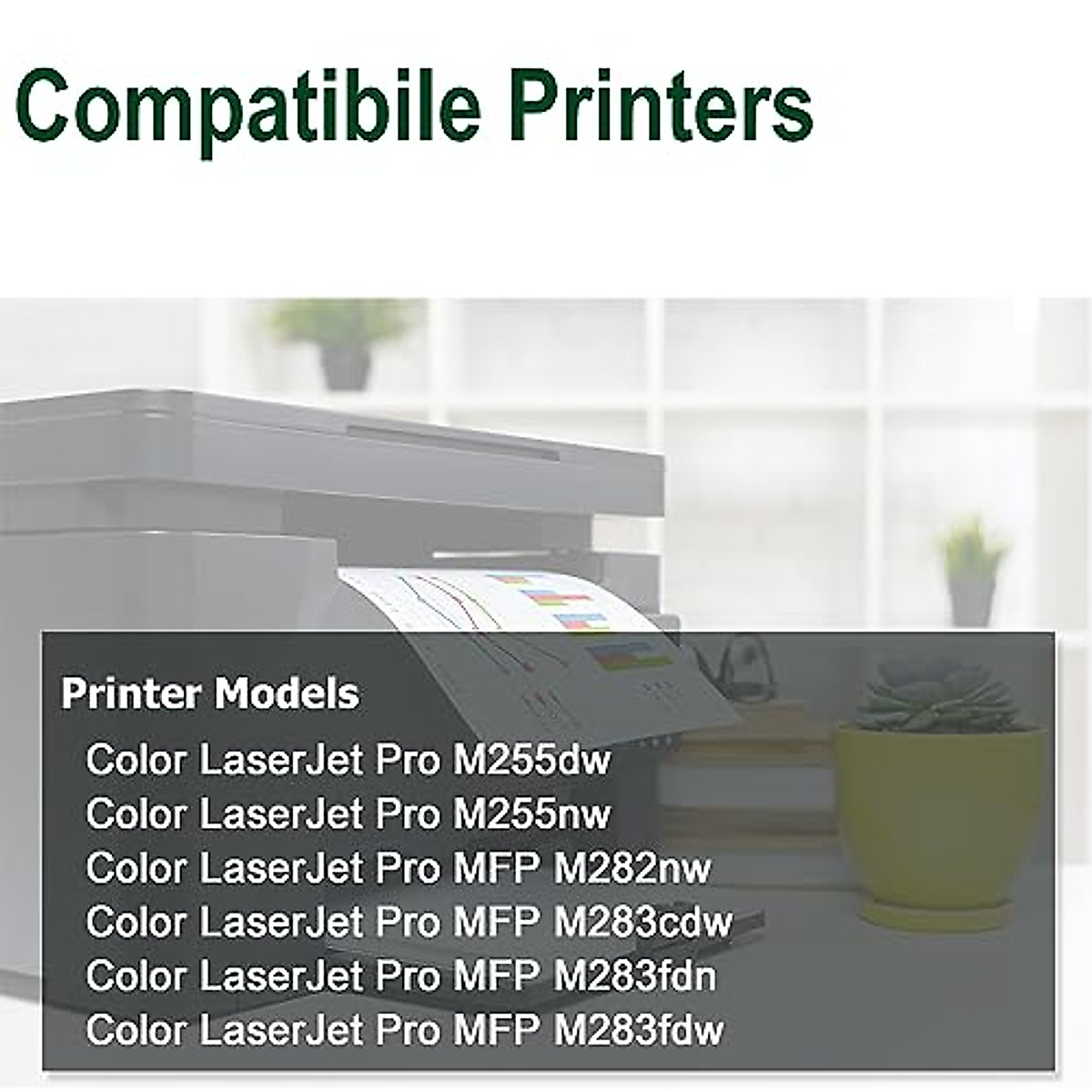 206X Toner Cartridges 4 Pack High Yield 206A for HP Color Laserjet Pro MFP M283fdw, MFP M283cdw,Color Laserjet Pro M255dw, Color Pro M255, Color Pro MFP M282, M283 Printers Ink