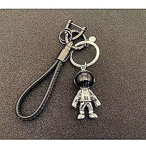 Space Astronaut Key Chain Space Robot Key Chain Ring Decorations Black Keychains for Men Boyfriend Birthday Gifts (black)