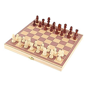 Qiilu Chess Board Only Wooden Chess Set Wood Portable Wooden Chessboard Folding Board Chess Game for Party Family Activities