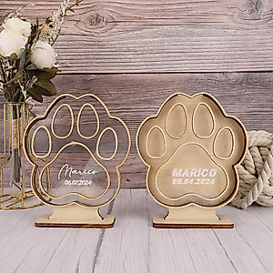 Personalized Pet Hair Keepsake Box for Dog and Cat Fur,Custom Dog Keepsake Memorial Box,Engraved Wood Memorial Box,Dog Paw Pet Storage Box for Dog and Cat Ashes, Loss Sympathy Gifts for Pet Lovers