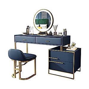 WYKDD Nordic Vanity Dressing Table Home Dressers Bedroom Furniture Moveable Bedside Table with Wooden Dressing Table Cabinet (Color : D)