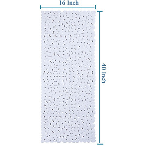 Webos Bath Shower Mat Non Slip: Extra Large Pebble Bathtub mat for Kids, Elderly, Anti Slip Shower Matt with Drain Holes Suction Cups Tub Mat - 16 X 40 Inch White