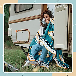 Aztec Throw Blanket Gift 60 x 50 Inches Flannel Bohemian Gift Warm Navajo Blanket Tribal Blanket Western Cover for Camping Bedding Outdoor Couch Sofa Office
