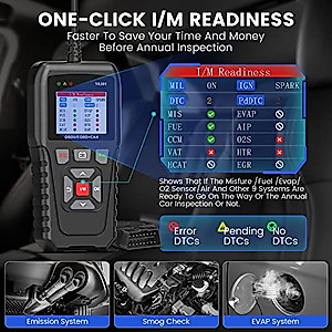 ELMCONFIG OBD2 Scanner, Car OBD2 Scanner Code Reader with 4 Shortcut Keys & Print Function Options, YA301 Upgraded Check Engine Diagnostic Tool for All OBDII Vehicles After 1996