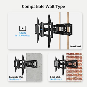MOUNTUP Full Motion TV Wall Mount for Most 42-82 inch TVs, Wall Mount TV Bracket with Articulating Swivel and Tilt, TV Mount Max VESA 600x400mm, Holds up to 100lbs Fits 16" Studs MU0028