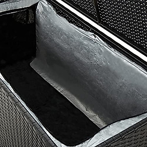 FIRBNUS Patio Storage Box Poly Rattan 39.3"x19.6"x19.6" Black Garden Storage Chest Daily Outdoor Use Spacious Trunk Box for Storing Blankets Cushions Pool Toys Gardening Supplies Books Pillow