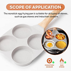 WonLynn Granite Egg Pan, 4-Cup Nonstick Omelet Pan,Lightweight and Easy to Clean Frying Pan for Breakdast and Pancake,Suitable for Gas Stove and Induction Cookers