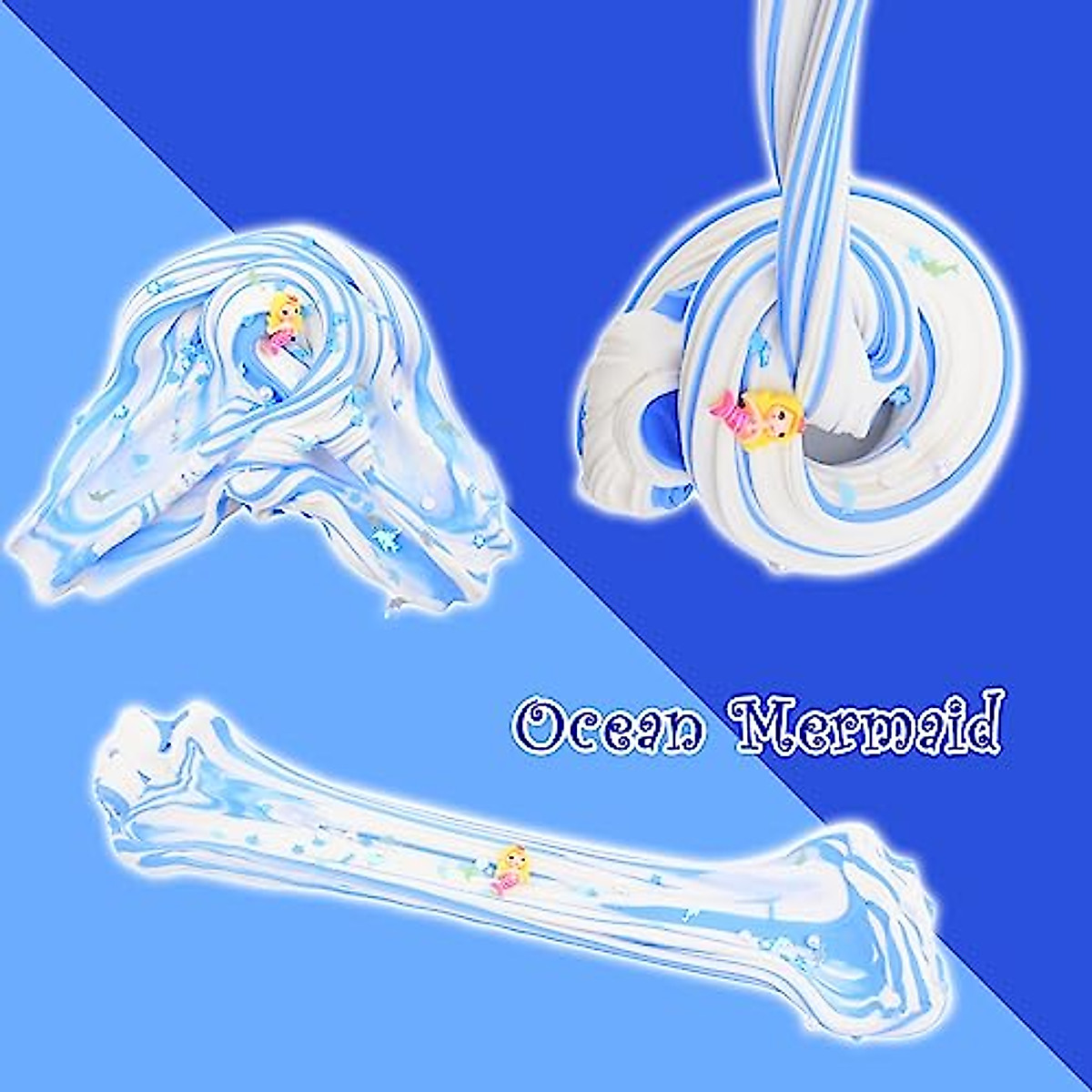 2 Pack Butter Slime Kit with Ocean Mermaid and Candy Charms, Cute Preppy and Aesthetic Stuff, Stress Relief Toys and Cool Birthday Gifts Ideas for Girls and Boys, Scented Party Favors for Kids