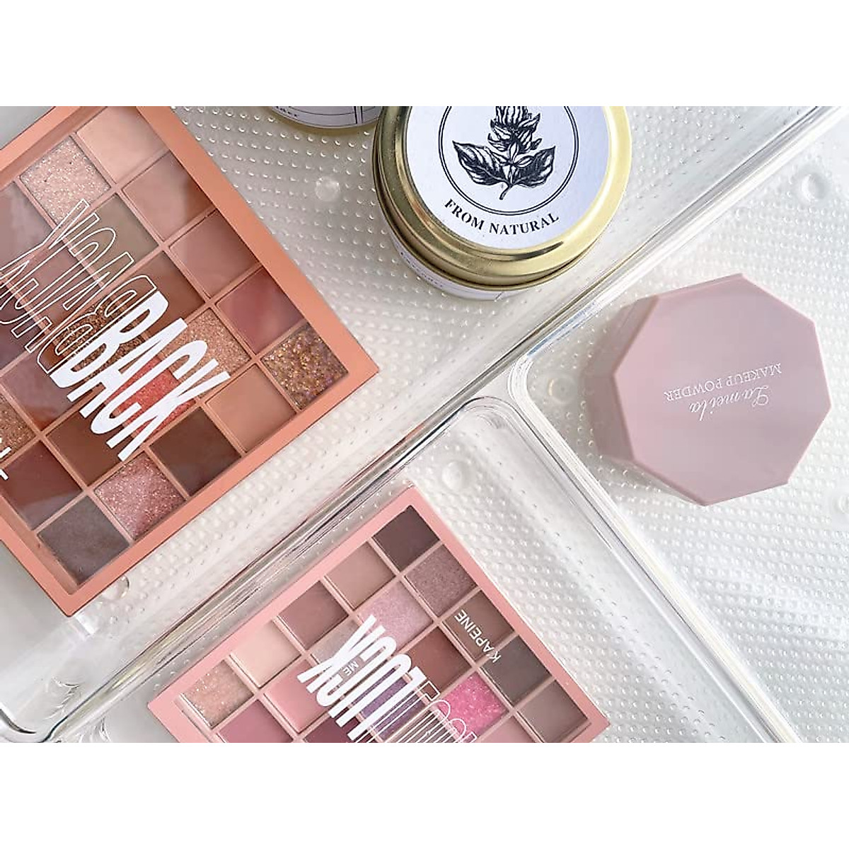 NEETBU 3 Pack Drawer Organizer Clear Plastic Storage Tray For Flatware &Utensil Cosmetics,Makeup Tools, Jewelries,Office Supplies (9”X6”X2”)