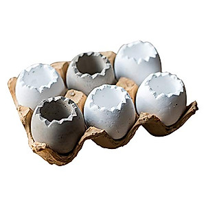 Egg Shell Succulent Flowerpot Desktop Stand Small Succulent Pots Bonsai Pots Planters for Indoor Plants Porcelain Plant Pots Flower Decor Concrete Nursery Earth Tones Office