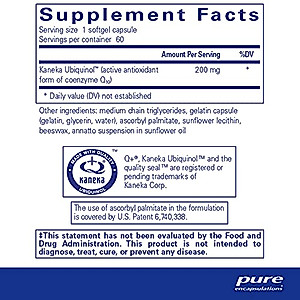 Pure Encapsulations Ubiquinol-QH 200 mg | Active Form of CoQ10 to Support Immune Health, Cellular Energy, and Cardiovascular Health* | 60 Softgel Capsules