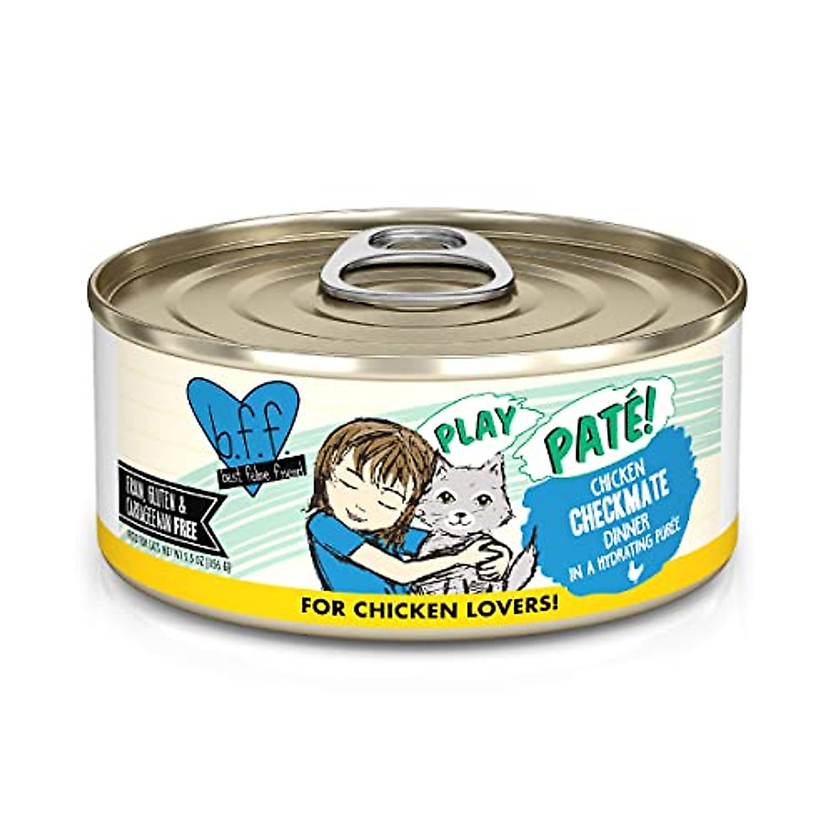 B.F.F. PLAY - Best Feline Friend Paté Lovers, Aw Yeah!, Chicken Checkmate with Chicken, 5.5oz Can (Pack of 8)