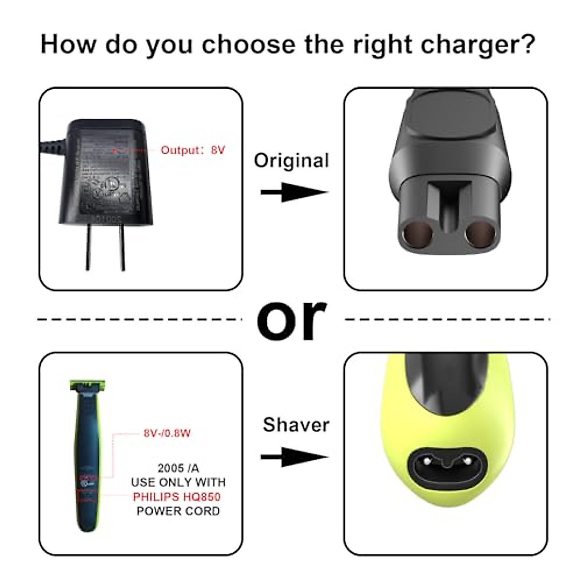 Charger Cord for Philips Norelco One Blade QP2724, QP2834, 2400 Series Trimmer, USB Adapter for Philips Oneblade X3001 MG7910 MG5910 MG9510 QP4631 QP1924 Charging Shaver Cable (Brush, 5V, Travel)