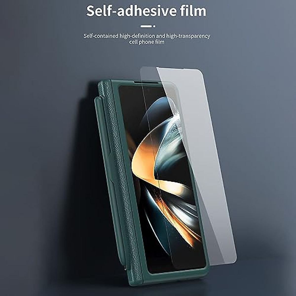 CCSmall for Samsung Galaxy Z Fold 5 5G Case with Screen Protector, S Pen Slot & Stylus Hinge Design Fine Leather Protective Phone Case with Kickstand Casefor Galaxy Z Fold5, Black