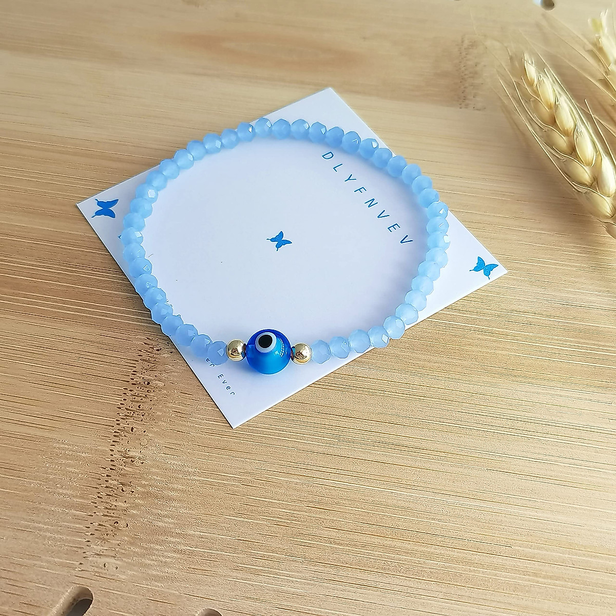 Blue Beaded Bracelet Blue Evil Eye Crystal Bead Bracelet For Women Teen Girls Ojo Bohemian Summer Dainty Stand Bracelet Amulet Protection Good Luck Light Blue Light Blue