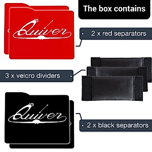 Quiver Time Card Case Dividers & Separators (7-Piece Set) Game Organizers - Ideal for Tabletop Gaming, Trading, Figures, Dice, Accessories - Use with Card Storage Boxes (Red & Black, Accessories)