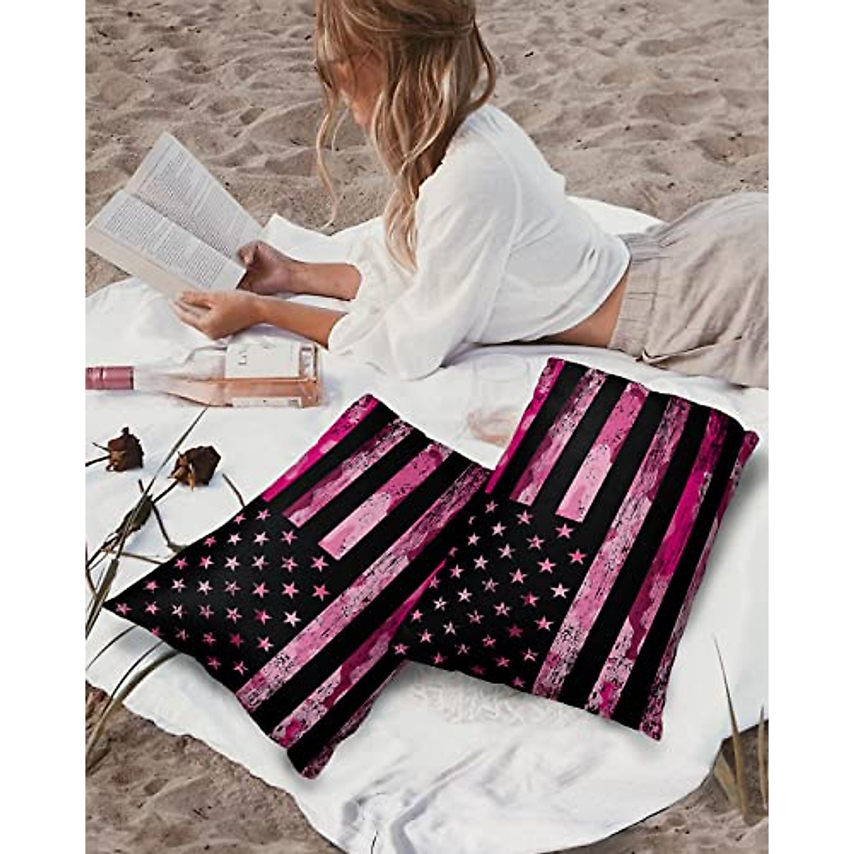 Meet 1998 Throw Pillow Covers 20x12 - Set of 2 Waterproof Pillow Cushion Cases,Camo Independence Day American Flag Patriotic Pillowcases Decorative Outdoor Pillow Cover for Sofa Couch Bedroom