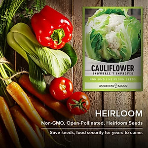 Cauliflower Seeds for Planting - (Snowball Y Improved) is A Great Heirloom, Non-GMO Vegetable Variety- 1 Gram Seeds Great for Outdoor Spring, Winter and Fall Gardening by Gardeners Basics