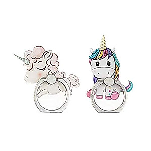 4-Pack Phone Ring Holder Stand, Cute Unicorn 360 Rotation Finger Grip Stand Mount for Cellphones and Tablets (Unicorn Ring)