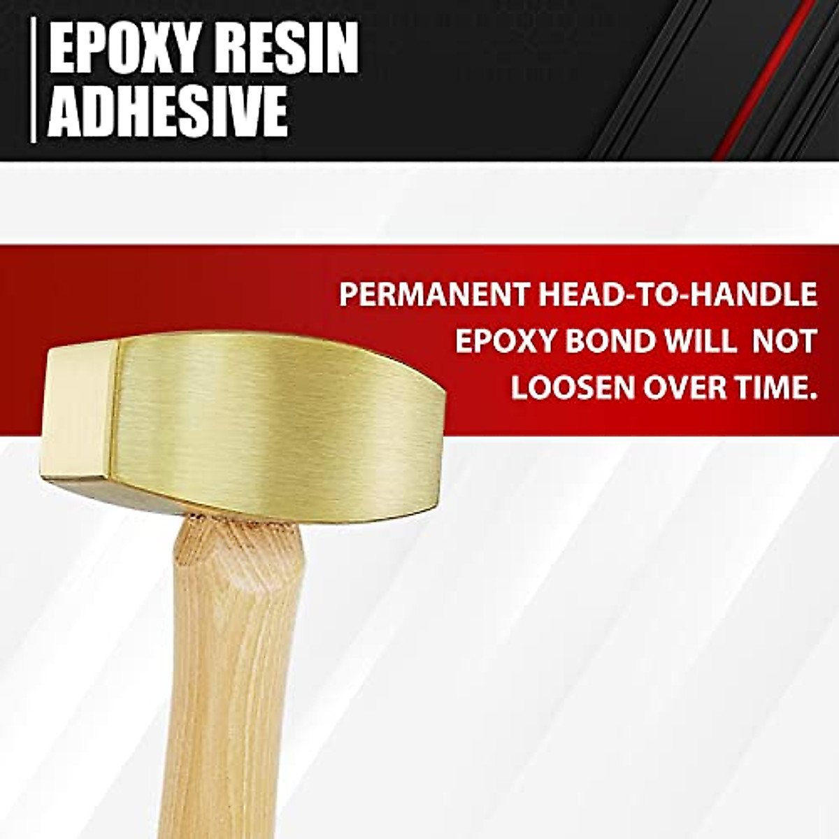 C&T 2 Pound Solid Brass Non-Sparking Hammer with Hickory Wood Handle,Non Marring Non Sparking,2lb