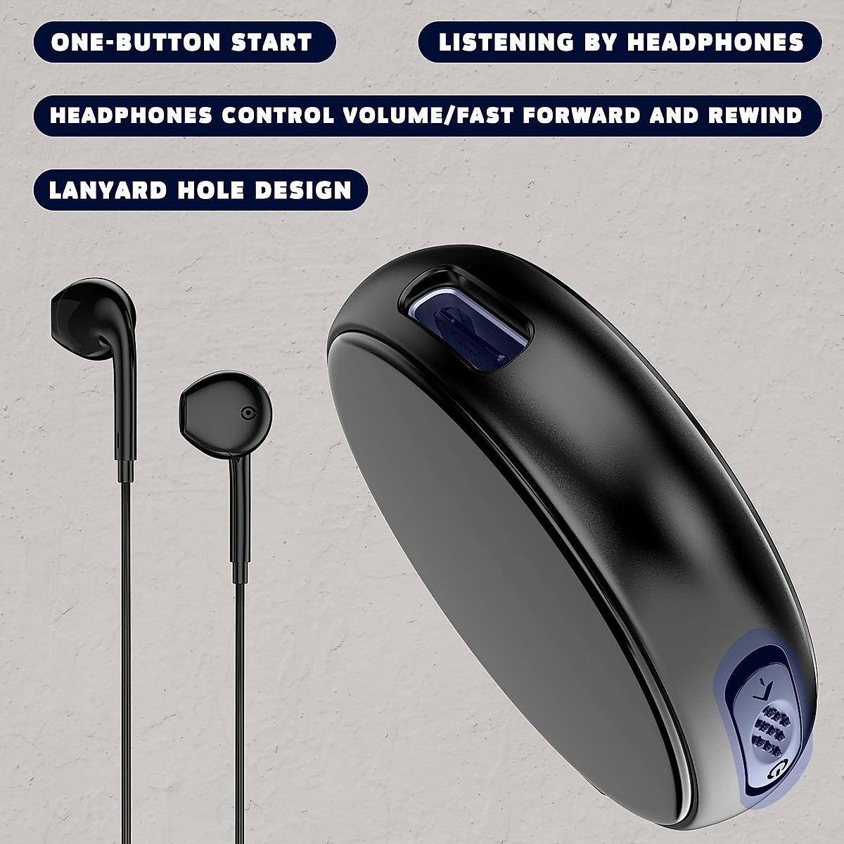 Ajunbee 64GB Voice Recorder, Voice Activated Recorder with 800 Hours Recording Capacity and 60 Hours Long Battrey Time, Audio Noise Reduction with Playback, for Lectures, Meetings, Interviews