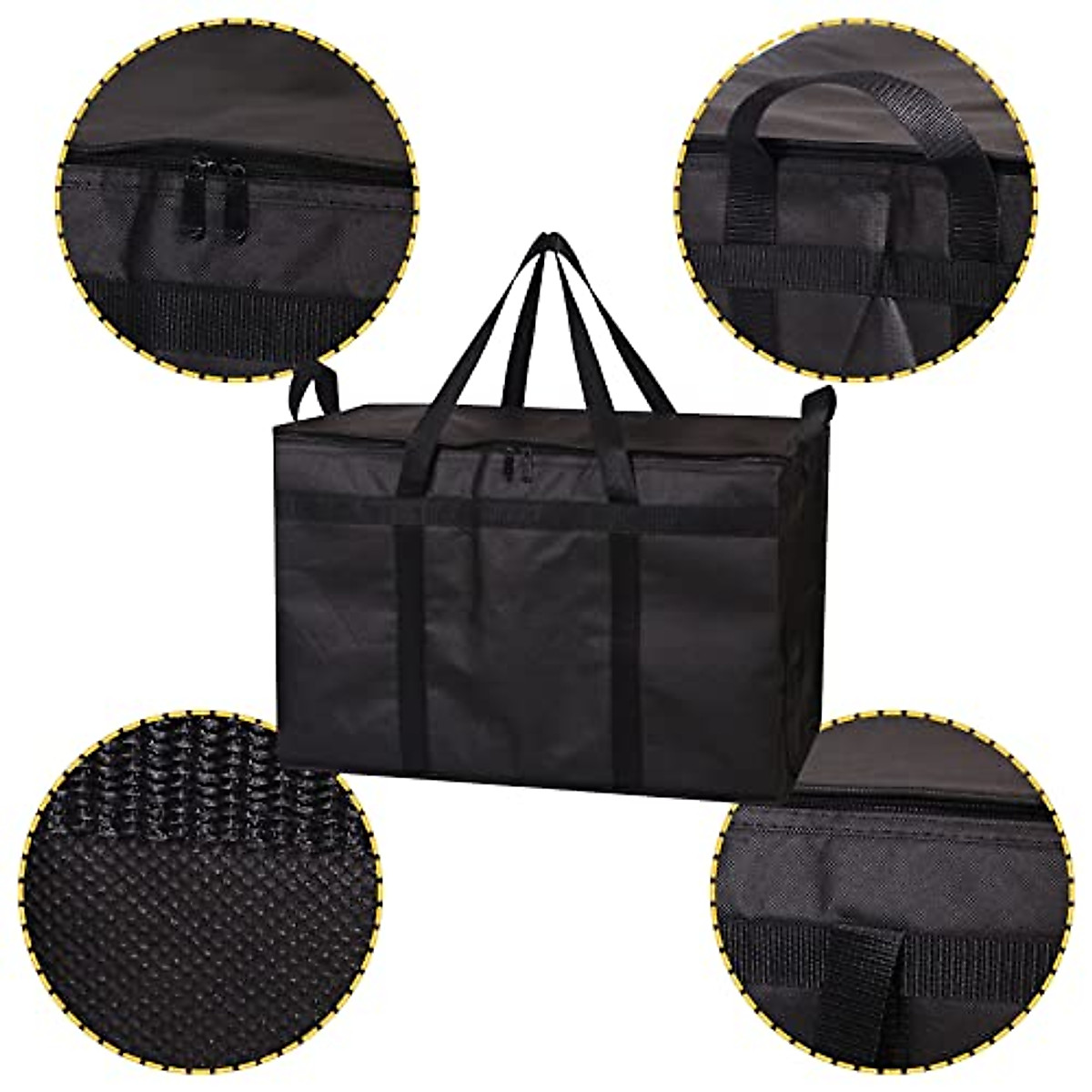 DIOMMELL Large Capacity Insulated Food Delivery Bag, Reusable Grocery Warming Tote Insulation Bag for Hot and Cold Food Beverages Postmates Catering Shopping Groceries Picnic Camping