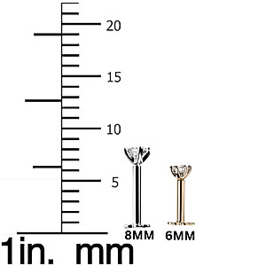 Demira Jewels 14K White Gold Diamond Nose Ring in Princess Cut - Choose Your Size: 1.9mm to 3mm, 16G Gauge, 8mm Length - Nickel-Free.