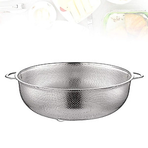 Hemoton Stainless Steel Colanders Strainers Micro- Perforated Kitchen Strainer with Handle Drain Baskets for Fruits Vegetable Cleaning Washing Mixing 16. 5cm