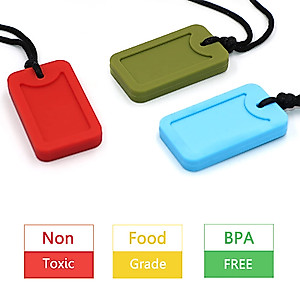 Chew Necklaces for Sensory Kids, Chewable Necklace for Autistic, ADHD, SDP, Chewing Necklace for Children, Silicone Dog Tags Chewy - 3 Pack