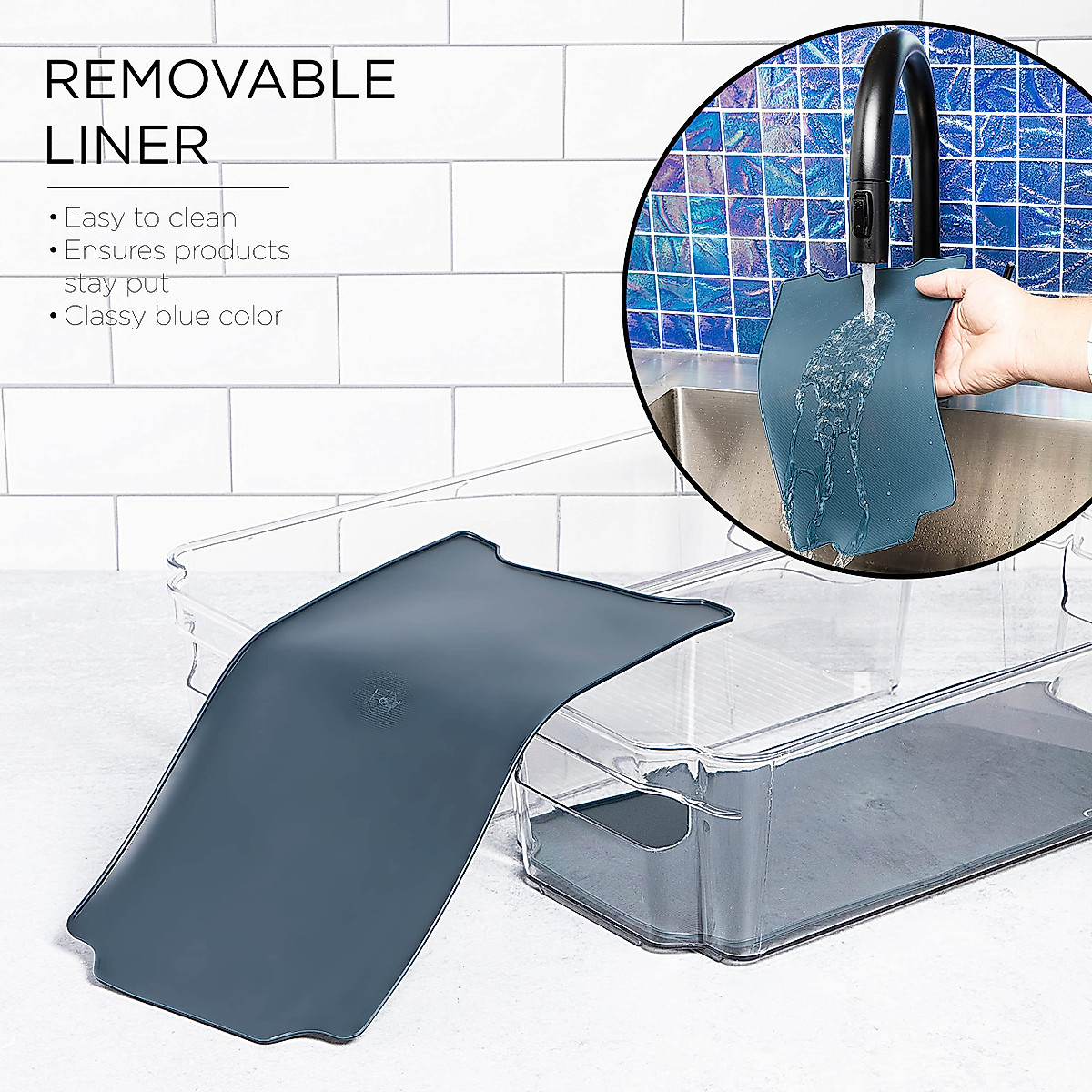 SIMPLEMADE Clear Refrigerator Organizer Bins - Clear Bins for Fridge, Containers for Fridge and Freezer, Multipurpose Storage for Kitchen, Office, Bathroom, Pack of 2 (6.3" x 12.6")