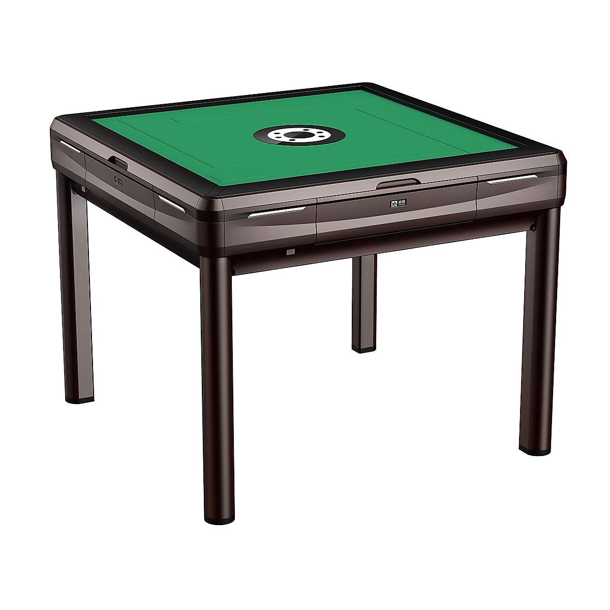 TRYHO 宣和电动麻将桌 Dark Brown Walnut Simple Style 4-Legged Automatic Mahjong Table with 40mm Numbered Tiles (Green+Blue) Hard Tabletop Cover All Style Fit No More Shuffling,More Rounds