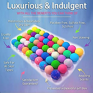 Bulk Bath Bombs Gift Set. Organic & Natural Spa Bath Bomb Set of 50. Individually Wrapped She Butter Bath Bombs Kit. Best Bath Bomb Women Men Teens Kids Sulfate Free Moisturizing Bath Balls Gift Set…