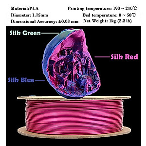 PLA 3D Filament , DB PLA Filament 1.75mm Accuracy +/- 0.03 mm Fit Most FDM Printer，3 Colors in 1 Dual Color Co-Extrusion 3D Filament 1kg Filament (2.2lbs)