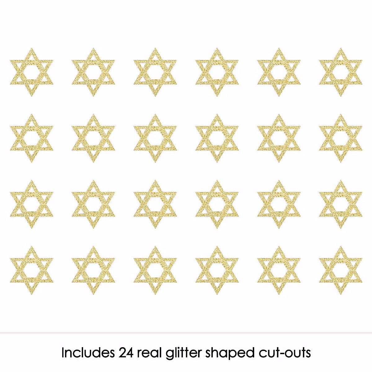 Big Dot of Happiness Gold Glitter Star of David - No-Mess Real Gold Glitter Cut-Outs - Hanukkah Confetti - Set of 24