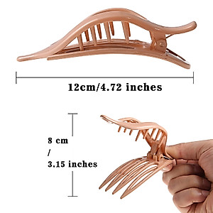 French Concord Hair Clips Claw - 6Pcs Side Slid Flat Hair Clips for Volume Strong Hold No Slip Grip Hair Claw Clips for Women Girls Thick Thin Hair (Transparent(L:4.6 IN, W:1.97IN))