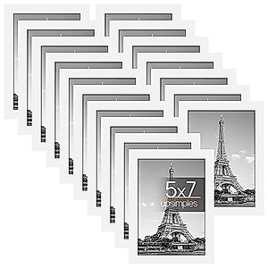 upsimples 5x7 Picture Frame with Real Glass,Bulk Photo Frames for Wall or Tabletop Display,Set of 17,White