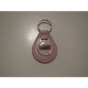 1962 1963 1964 GALAXIE 390 BIRD WHITE RED & GOLD LOGO LEATHER KEYCHAIN - PINK
