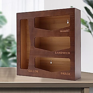 Mohoeey Ziplock Bag Storage Organizer for Kitchen Drawer, Bamboo Baggie Organizer Holder, Suitable for Gallon, Quart, Sandwich and Snack Variety Size Bag (Brown)