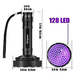 Anipaw UV BlackLight Flashlight, Superior Bright 128 LED 395 nM Ultraviolet Blacklight Detector for Urine for Dog/Cat, Dry Stains, Bed Bug, Best Blacklight Flashlight for Scorpions Hunting