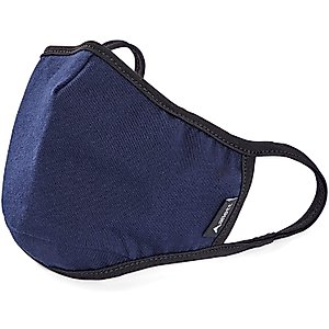 Allett Face Mask, Navy Blue | 2 Pack | Made of Cotton, Built in Polypropylene Filter | Soft Earloops, Washable, Reusable | With Nose Wire & Chin Gusset | For Adults