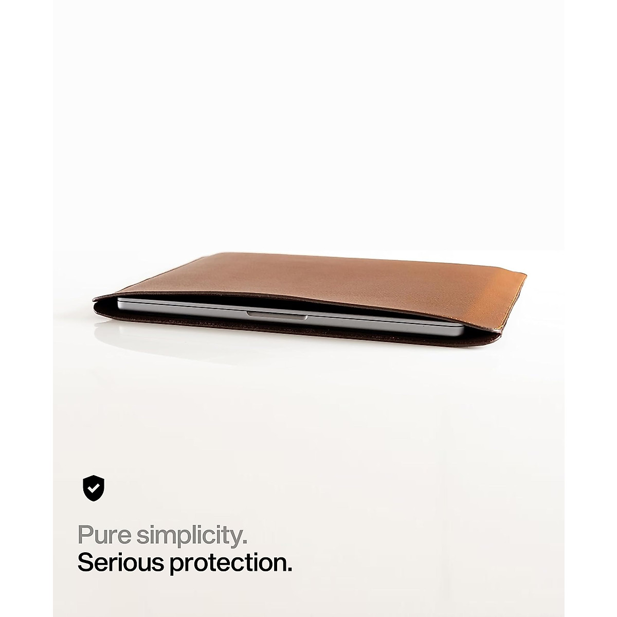 Dawn & Dusk 13 inch Laptop Sleeve Compatible with MacBook Pro & MacBook Air, PU Leather, Handmade, Slide-in Edition ©, Brown.