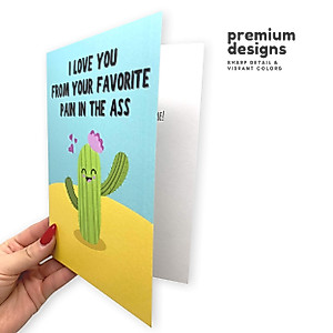 Sleazy Greetings Funny Mothers Day Card | Cute Happy Birthday Card For Mom Dad From Daughter Son | Adult Dirty Humorous Mother’s Day or Father's Day Appreciation Card | Favorite Pain Cactus Card