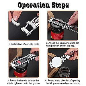 2023 New Adjustable Stainless Steel Can Opener,Upgrade the Extension of the Bottle Opener with Non-Slip Pad,Jar Opener for Weak Hands，Longer Hand Can Opener for Any-Size Lids (1 Pcs, 9in)